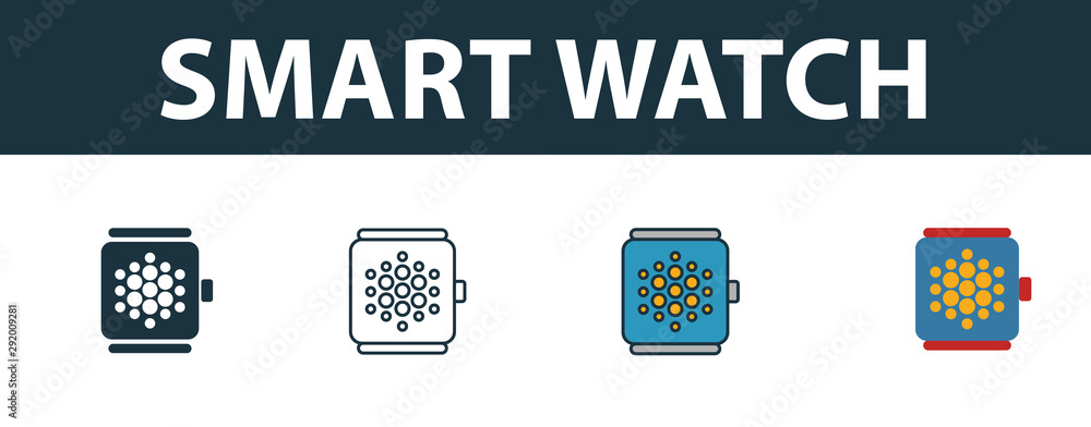 Smart Watch icon set. Premium symbol in different styles from smart ...