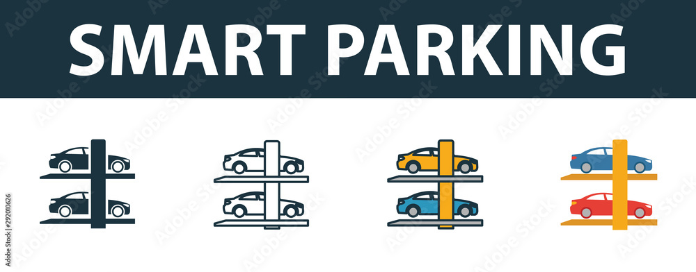 Smart Parking icon set. Premium symbol in different styles from smart ...