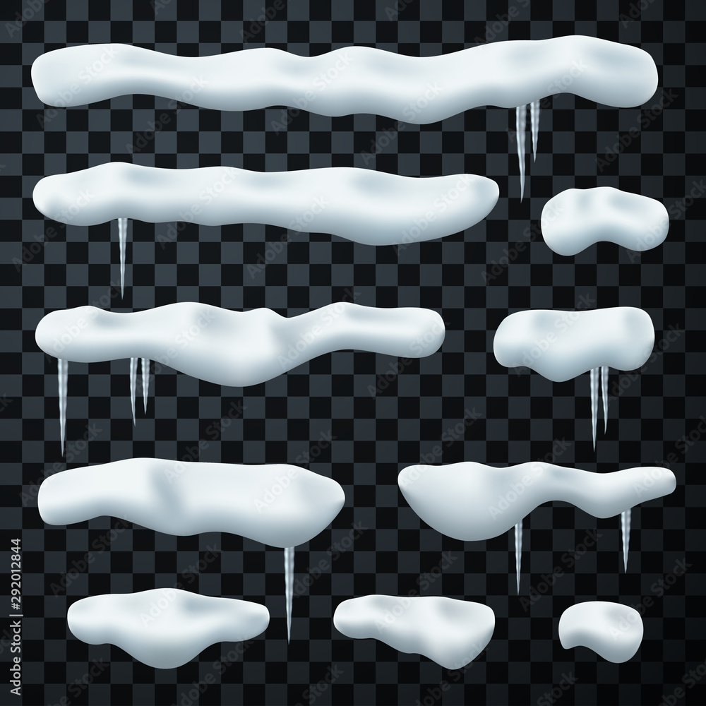 Frozen snow cap realistic vector illustrations set Stock Vector | Adobe ...