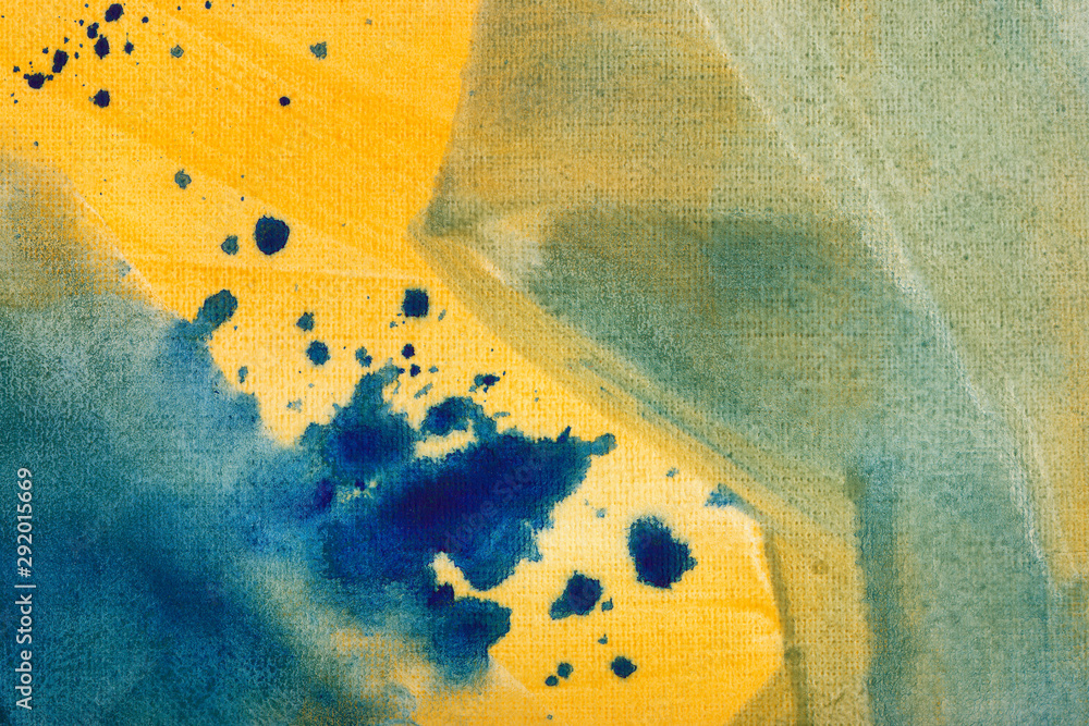 Abstract yellow and light blue watercolor background. The color ...