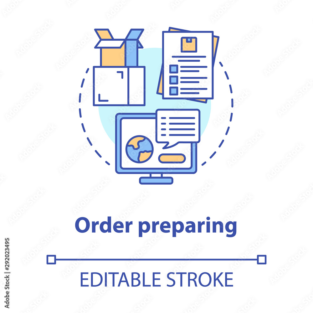 Order preparing concept icon. Goods dispatch idea thin line ...