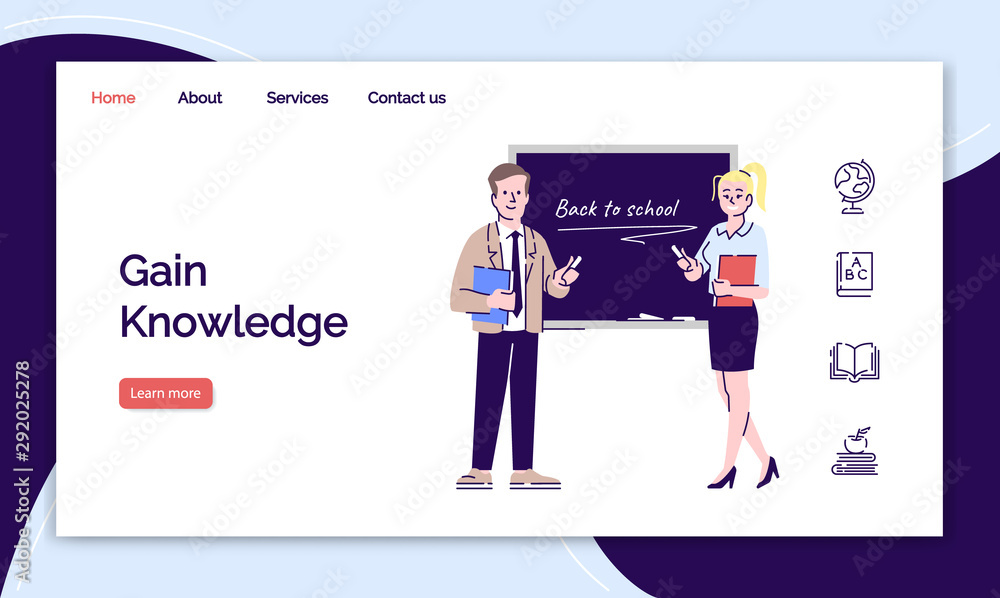Educational service landing page template. Professional teachers and ...