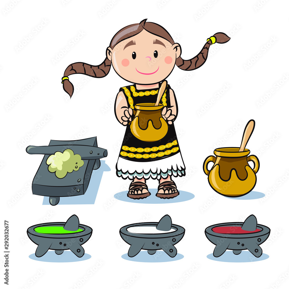 Mexico, Mexican food, Mexican woman, metate, molcajete and clay pot ...