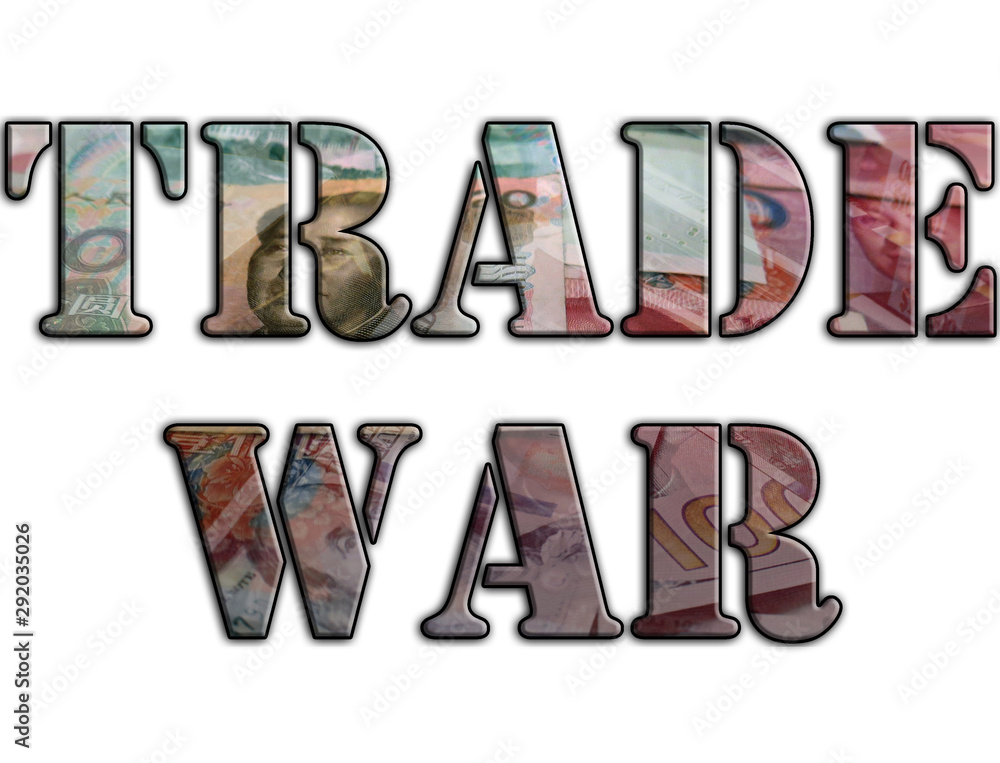 Trade War Stencil Logo With American & Chinese Money Inside Lettering ...