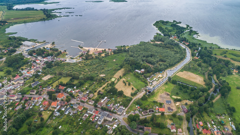 Stepnica - miasto, port morski i marina nad zalewem szczecińskim Stock ...