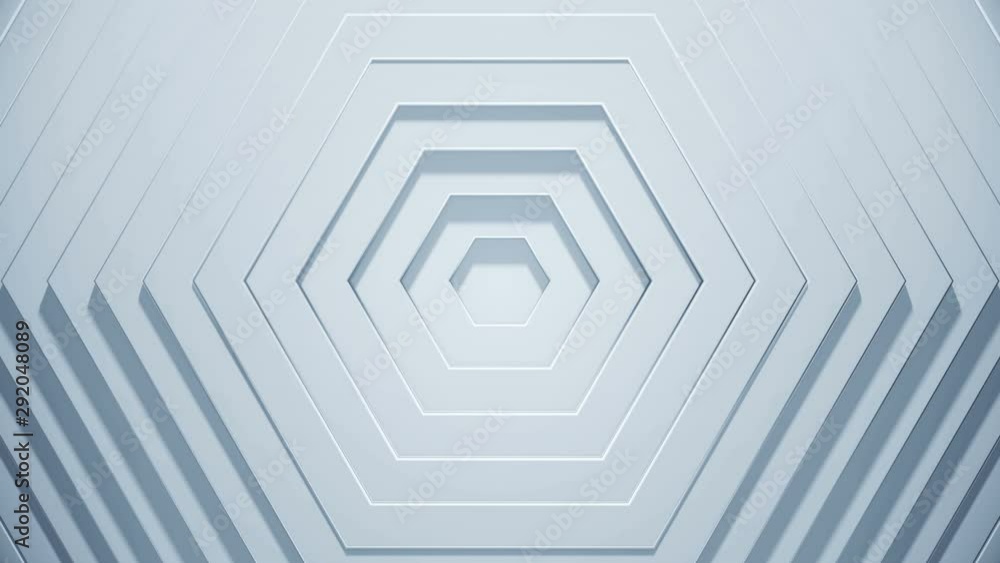 Hexagons 3d geometric abstract background. Simple wave animation come from center. Clean and ...