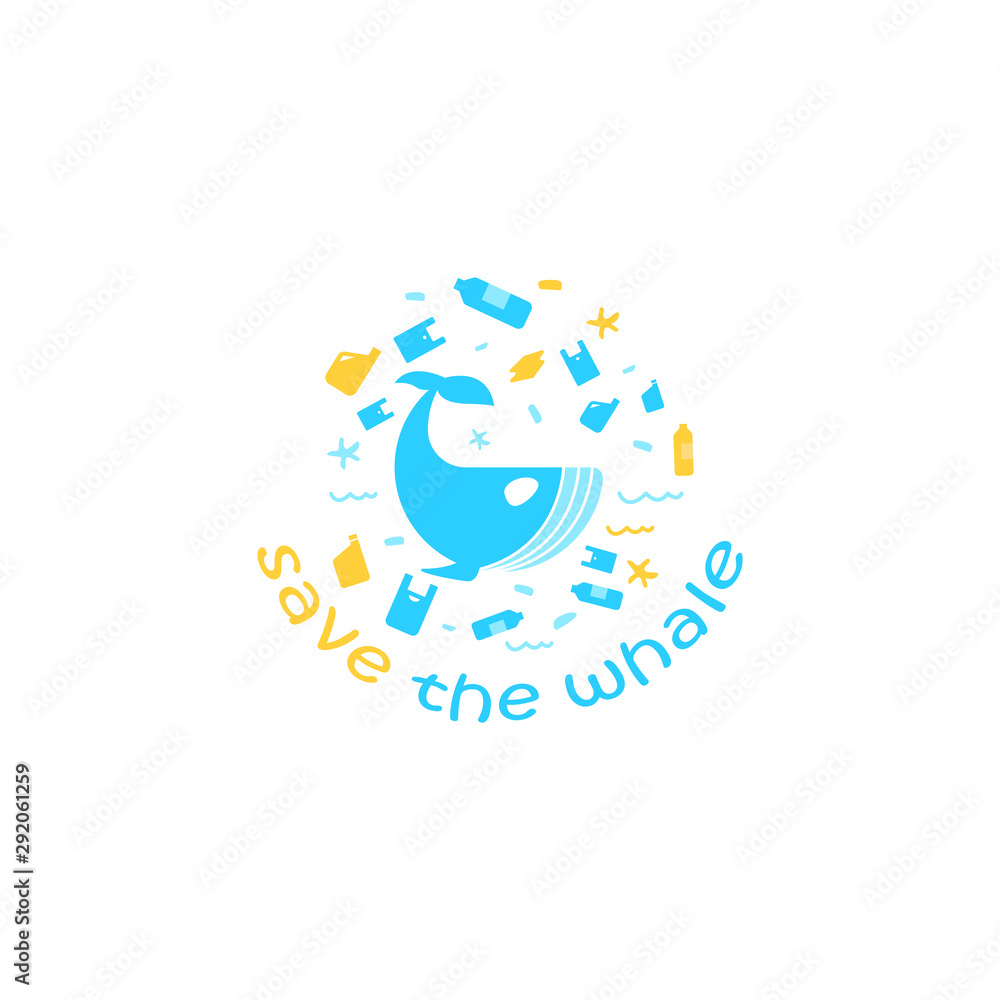 abstract theme of saving the whales and the sea logo vector icon ...