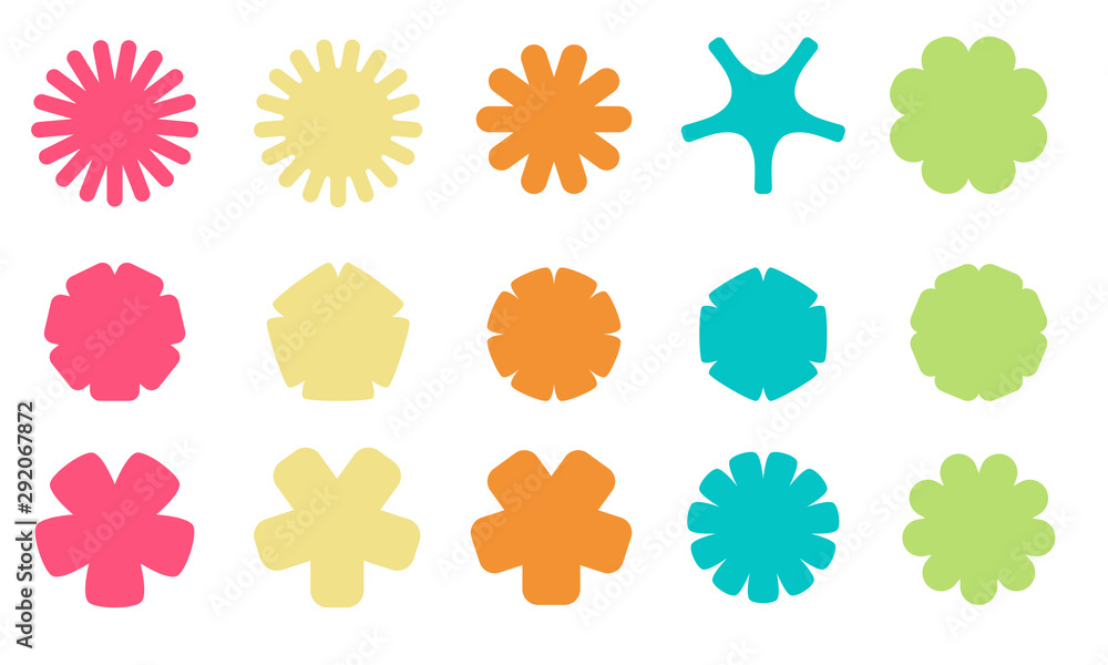 Vector set of shape elements with sharp and round edges in different ...