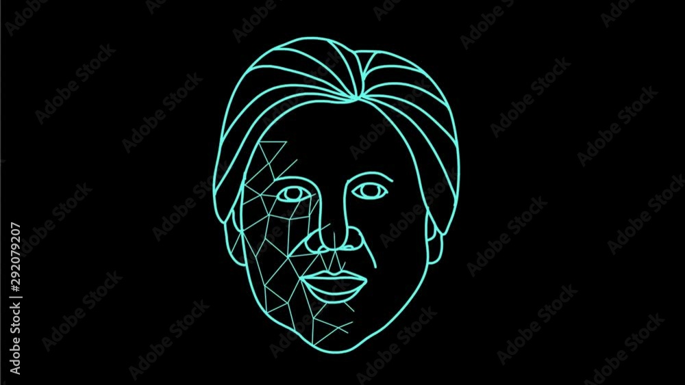 2d Animation motion graphic low polygon mesh wireframe of female human ...