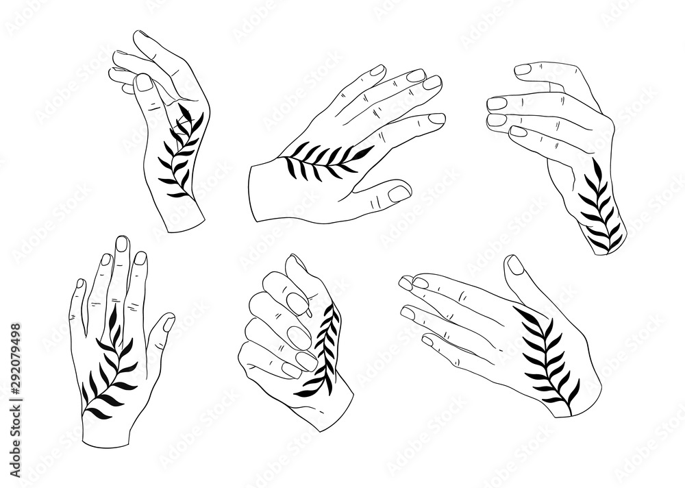 Abstract set hand.Line art women creative,drawing sketch. Stock Vector ...