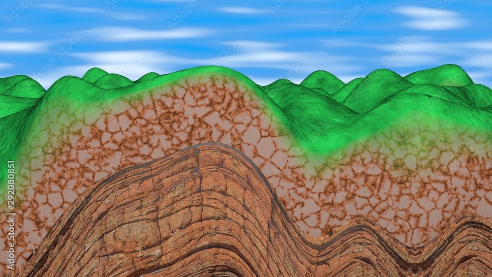 Mountains forming , geological layers of earth , stone and rocks. High ...