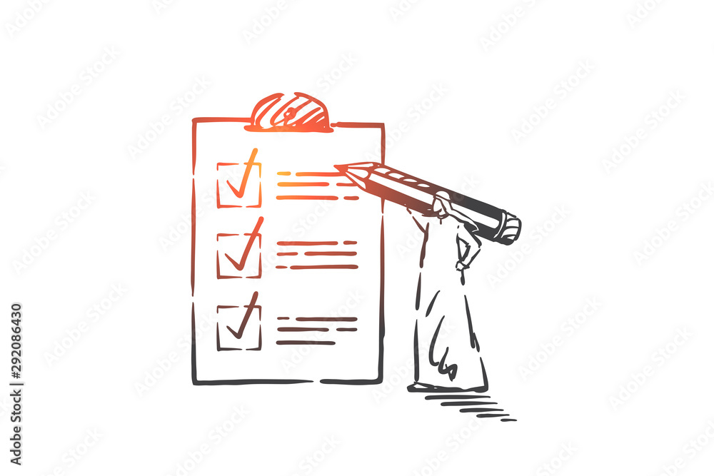 Checking To do List Planning Activities Concept Sketch Hand Drawn