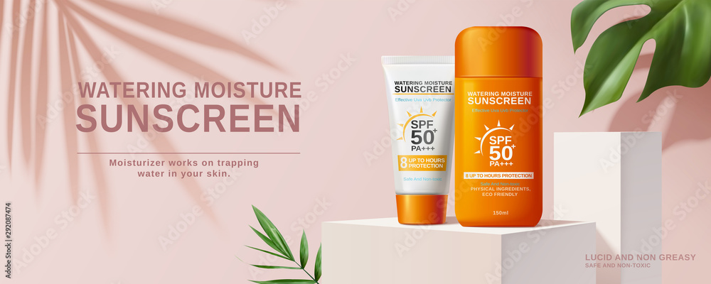 Summer sunscreen cream banner Stock Vector | Adobe Stock