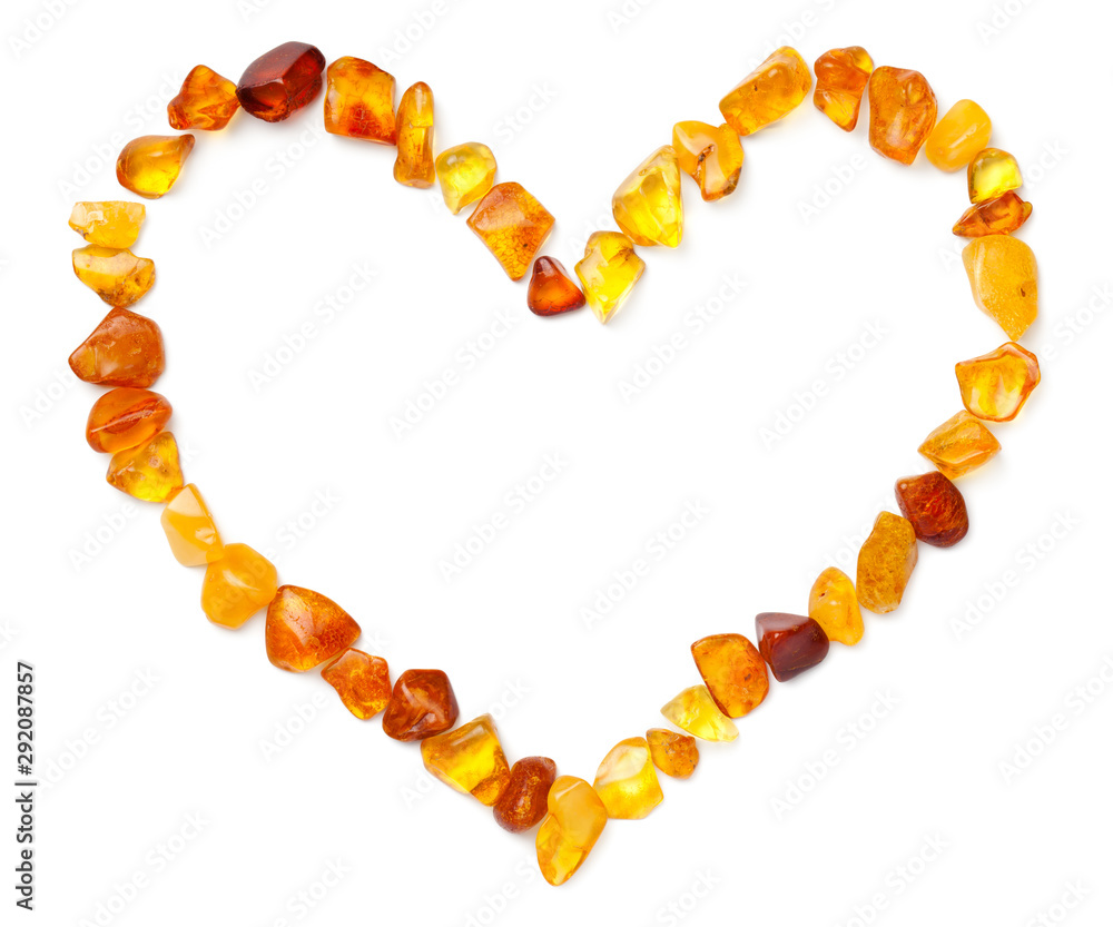 Heart Shape Made Of Amber Isolated Stock Photo | Adobe Stock