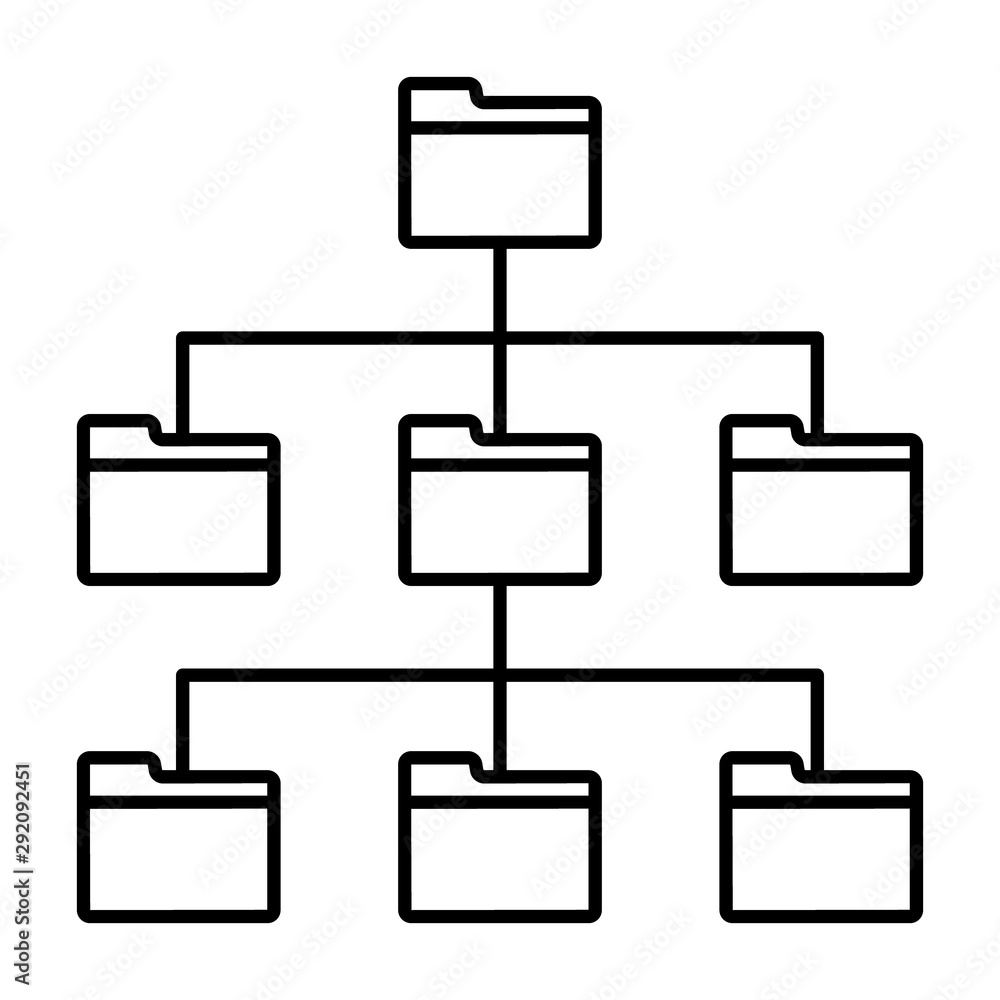 File System Or Filesystem With Folders And Directories Line Art Vector File System Or Filesystem With Folders And Directories Line Art Vector