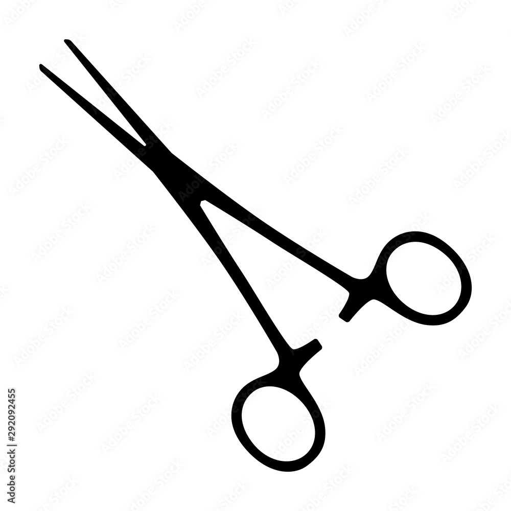 A pair of Kelly forceps for surgical use flat vector icon for medical ...