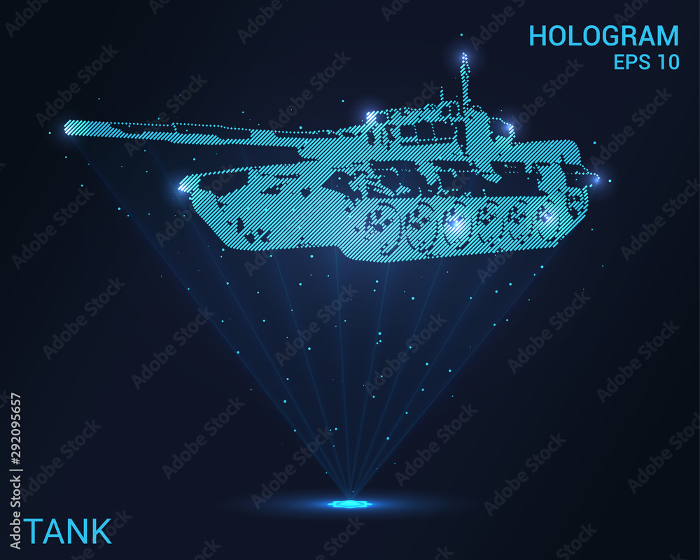 The hologram tank. Holographic projection tank. Flickering energy flux ...
