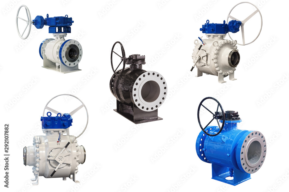 five modern ball valve with manual control using a powerful box ...