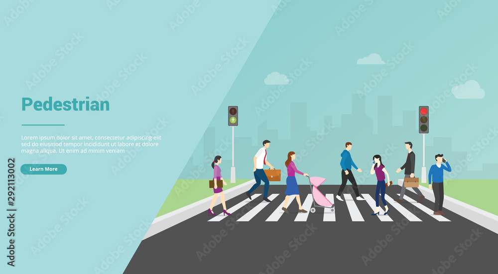 pedestrian crossing for website template or banner landing homepage ...