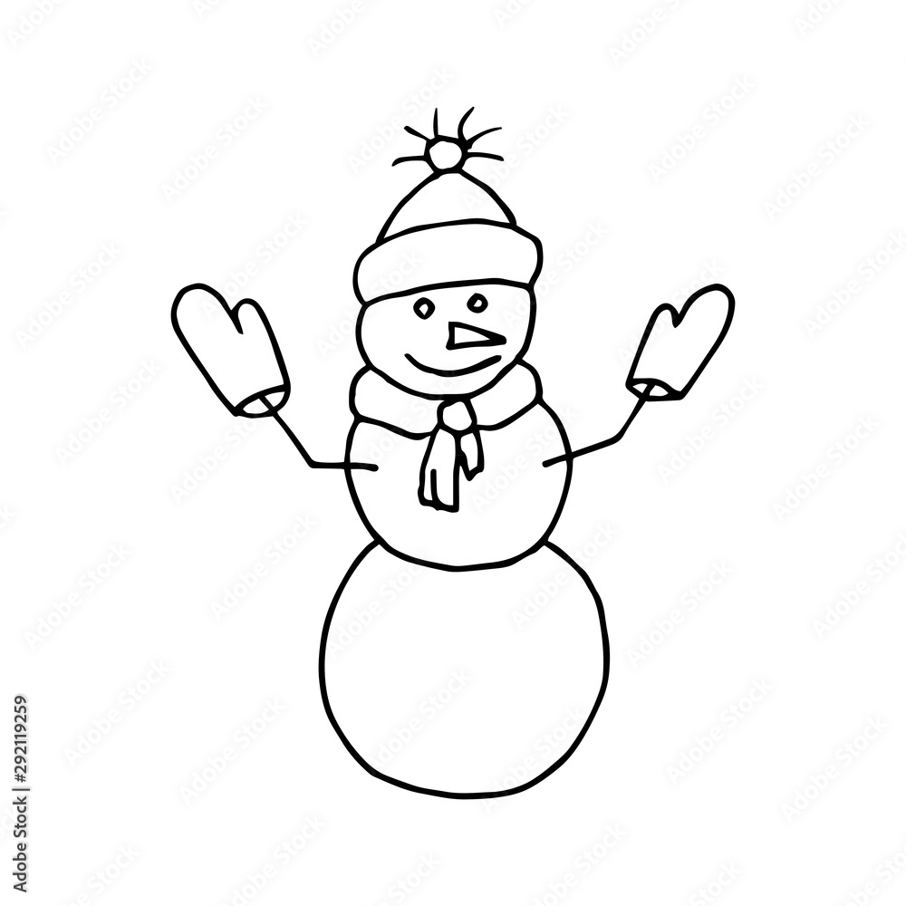 Snowman Outline Black And White