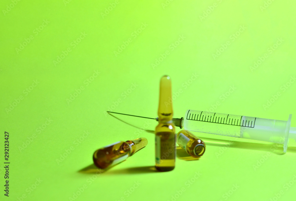 Medical syringe with a needle with injection. The concept of emergency ...