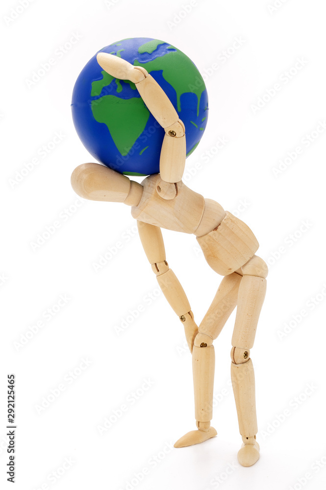 Man figure carrying the weight of the world on his shoulders Stock ...