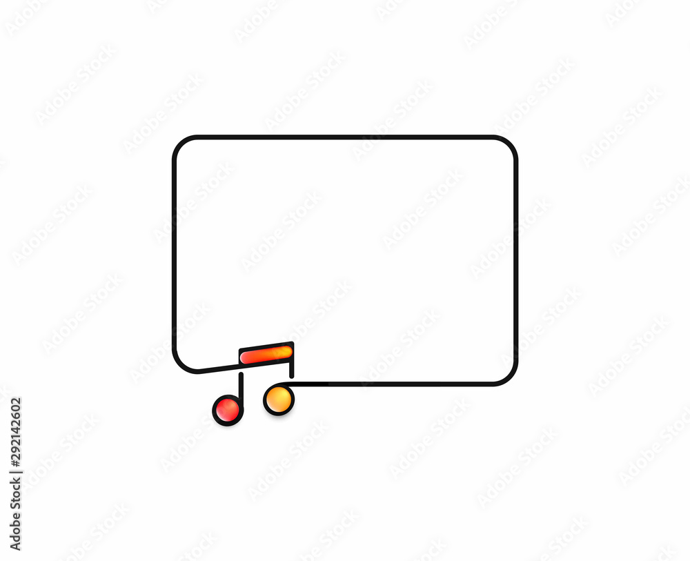 Music notes banner design, Flat Line art vector illustration. Stock ...