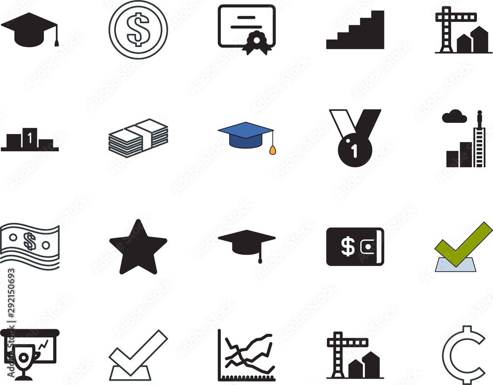 success vector icon set such as: data, decoration, up, isolate ...
