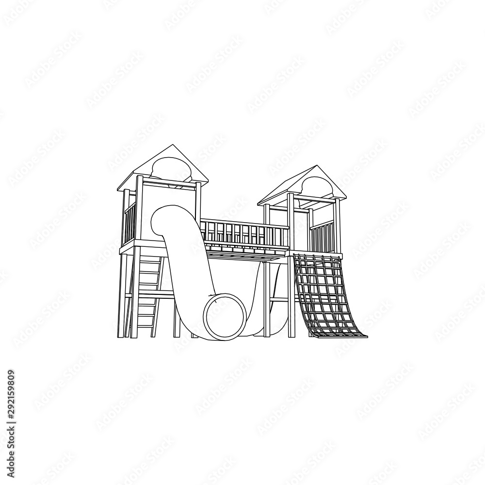 Kids Playground Line art - coloring page, line art illustration for ...