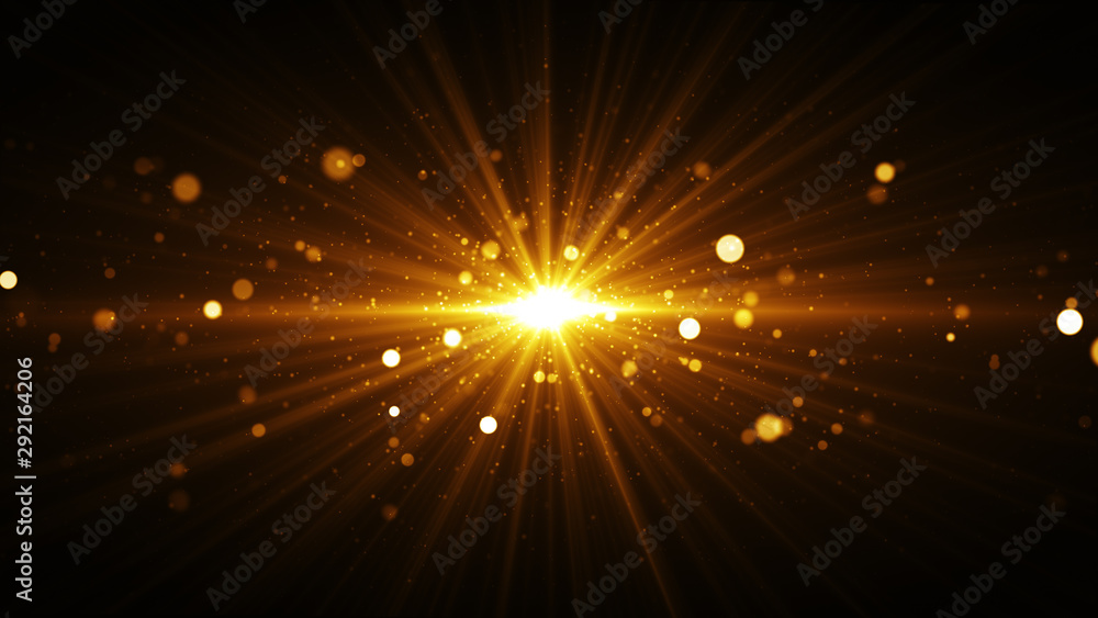 Abstract golden background with starburst. Gold texture with particles ...