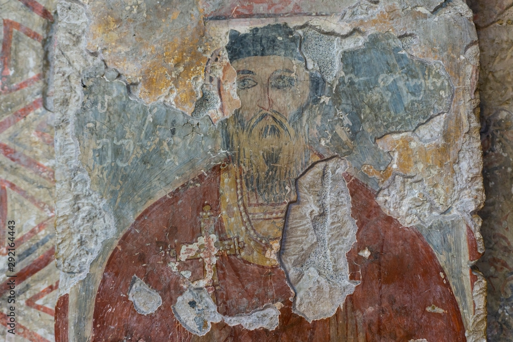 Temple of the Georgian Orthodox Church. Chandelier under the arches of ...