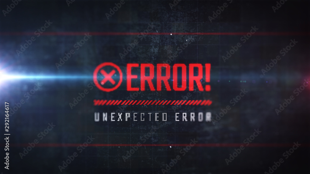 Red error message with cross sign. LCD effect. Close up screen view ...