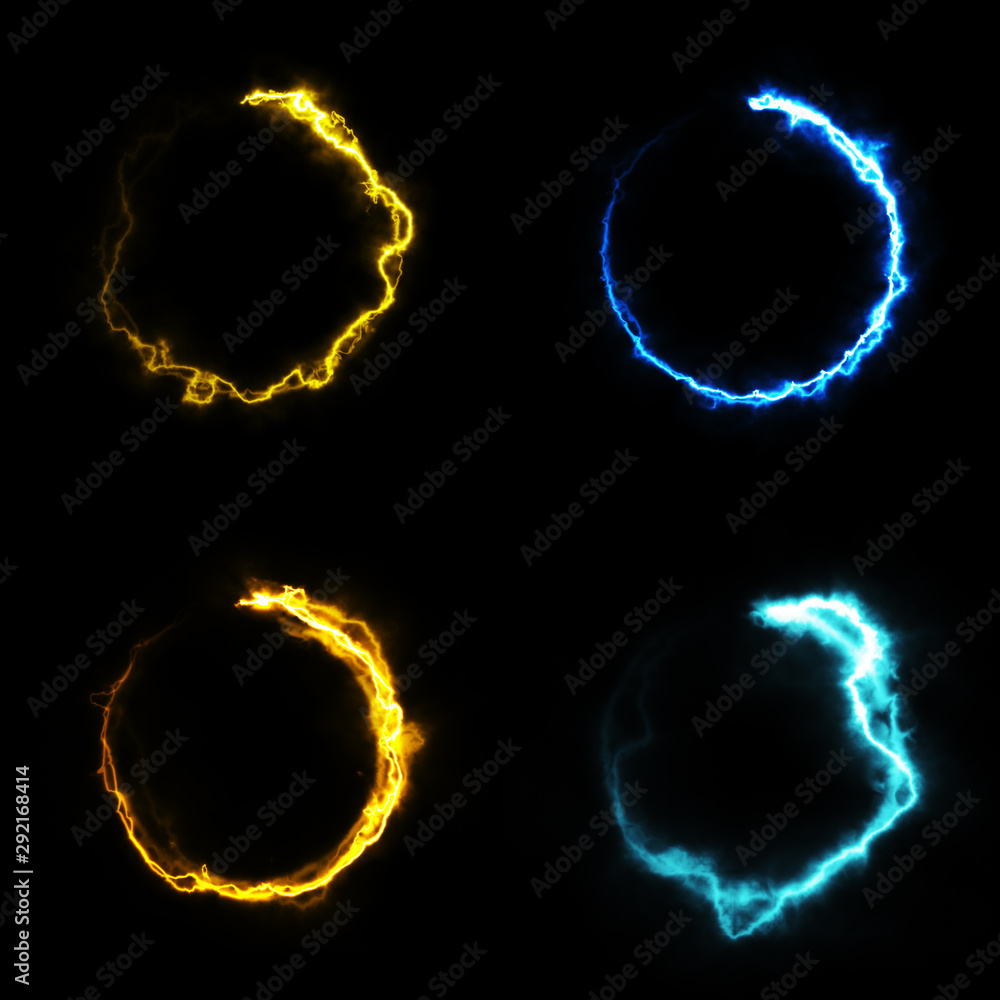 4 lightning border for feature icons. Circular frames. Stock ...