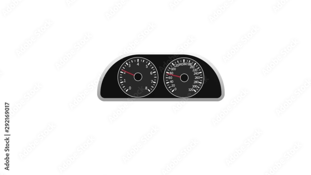 Animation of the speedometer and tachometer of the car. The movement of ...