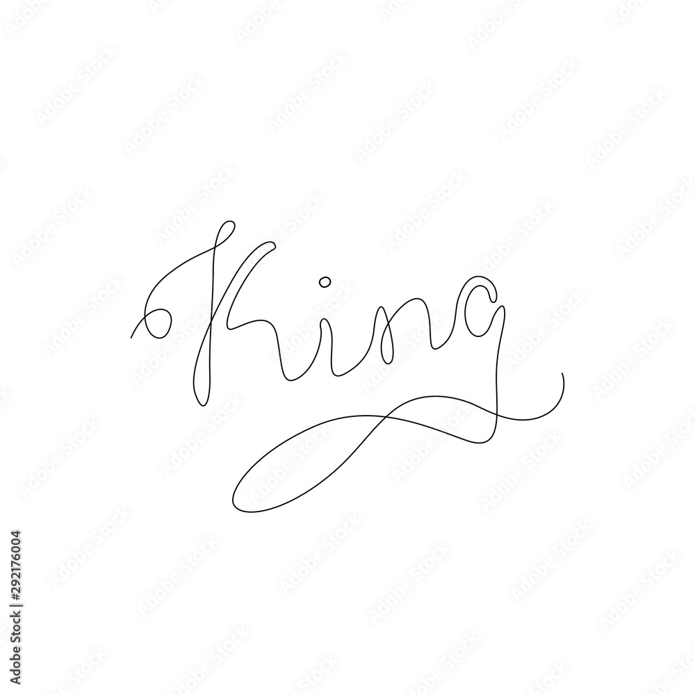 King continuous line drawing, hand lettering small tattoo, print for ...