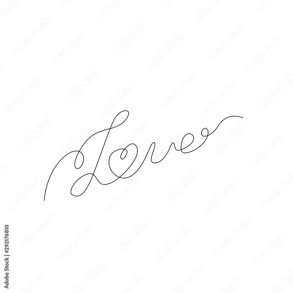 Love inscription in heart continuous line drawing, small tattoo, print ...