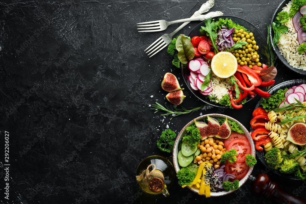 Set of food. Dishes menu. The range of dishes. Free copy space. Top ...