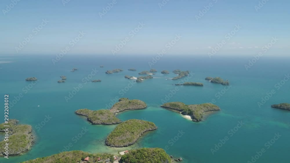 Aerial view of Small islands with beaches and lagoons in Hundred ...