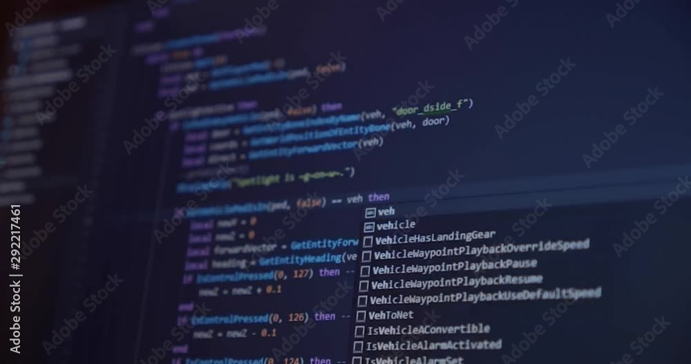 Programmer coding on black Computer screen of an engineer developing ...