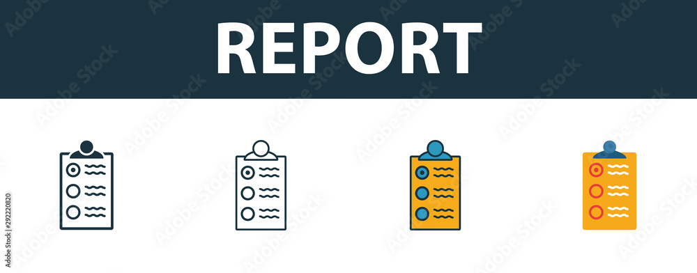 Report icon set. Premium symbol in different styles from fire safety ...