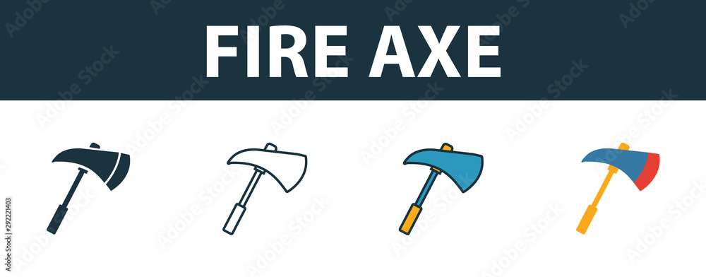 Fire Axe icon set. Premium symbol in different styles from fire safety ...
