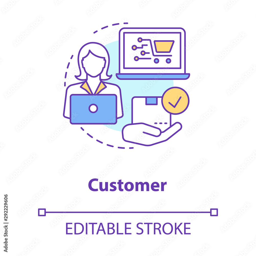 Customer concept icon. Online shopping idea thin line illustration ...