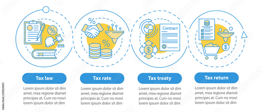 Taxes system vector infographic template. Tax rate. Business ...
