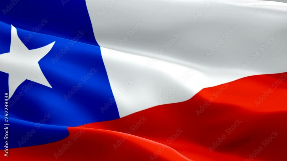 Chilean flag Closeup 1080p Full HD 1920X1080 footage video waving in ...