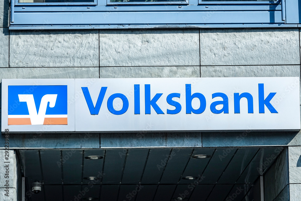 VOLKSBANK Logo on facade Stock Photo | Adobe Stock