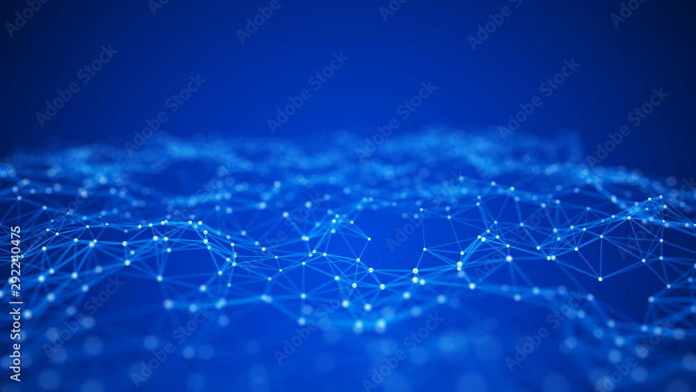 Big data visualization. Abstract background with connecting dots and ...