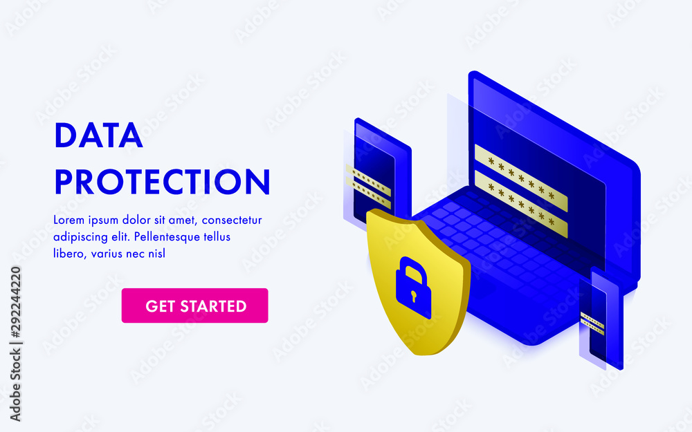 Data Security Protection Concept. Business verification technology ...
