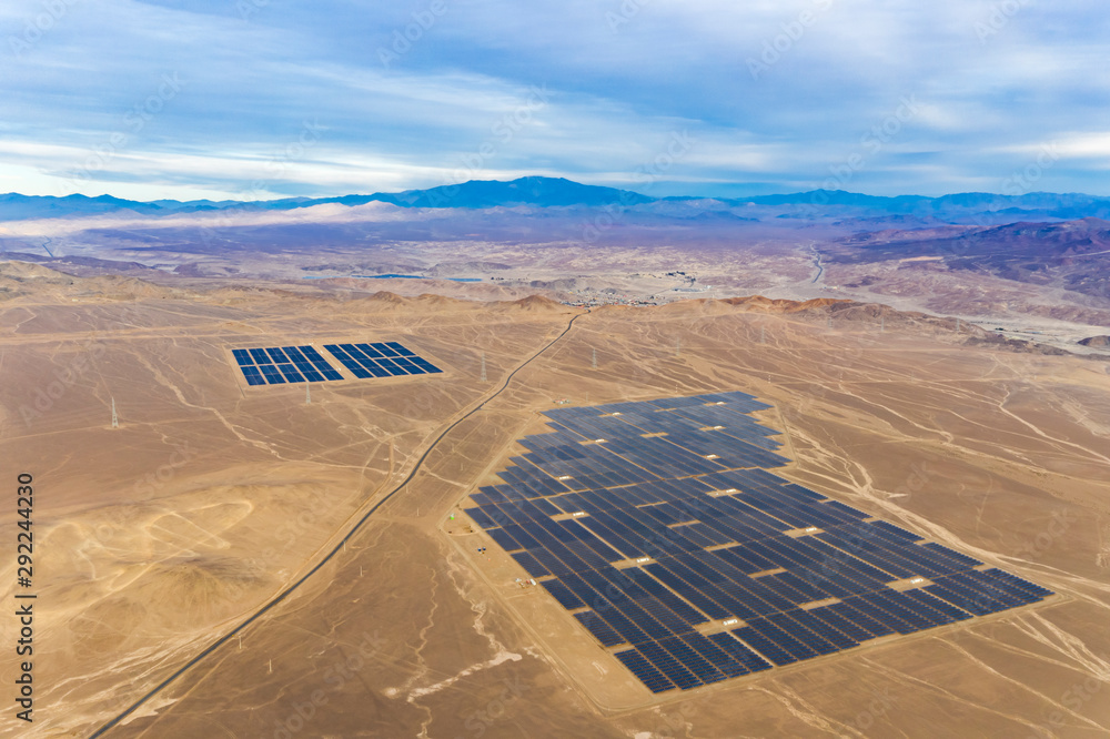 Solar Energy Photovoltaic Power Plant over Atacama desert sands, Chile ...