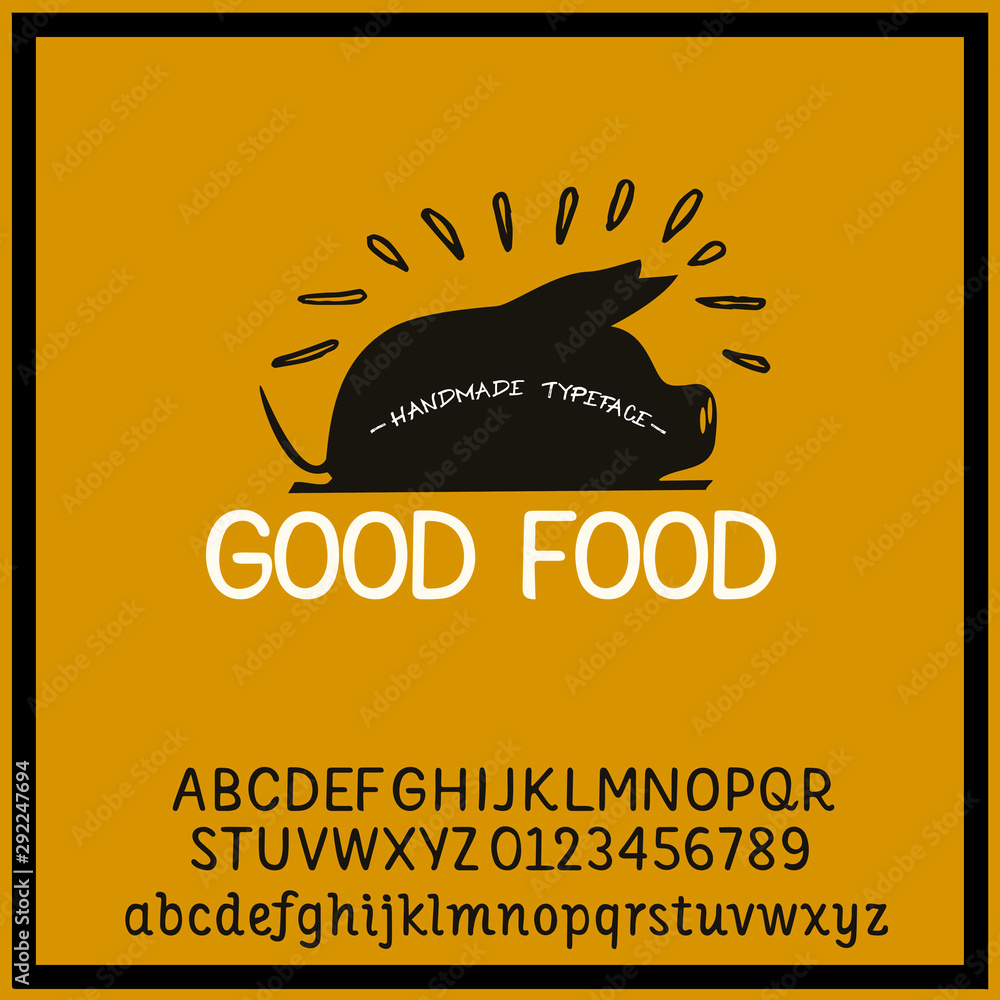 "Good food "hand drawn sans serif display typeface well suited for ...