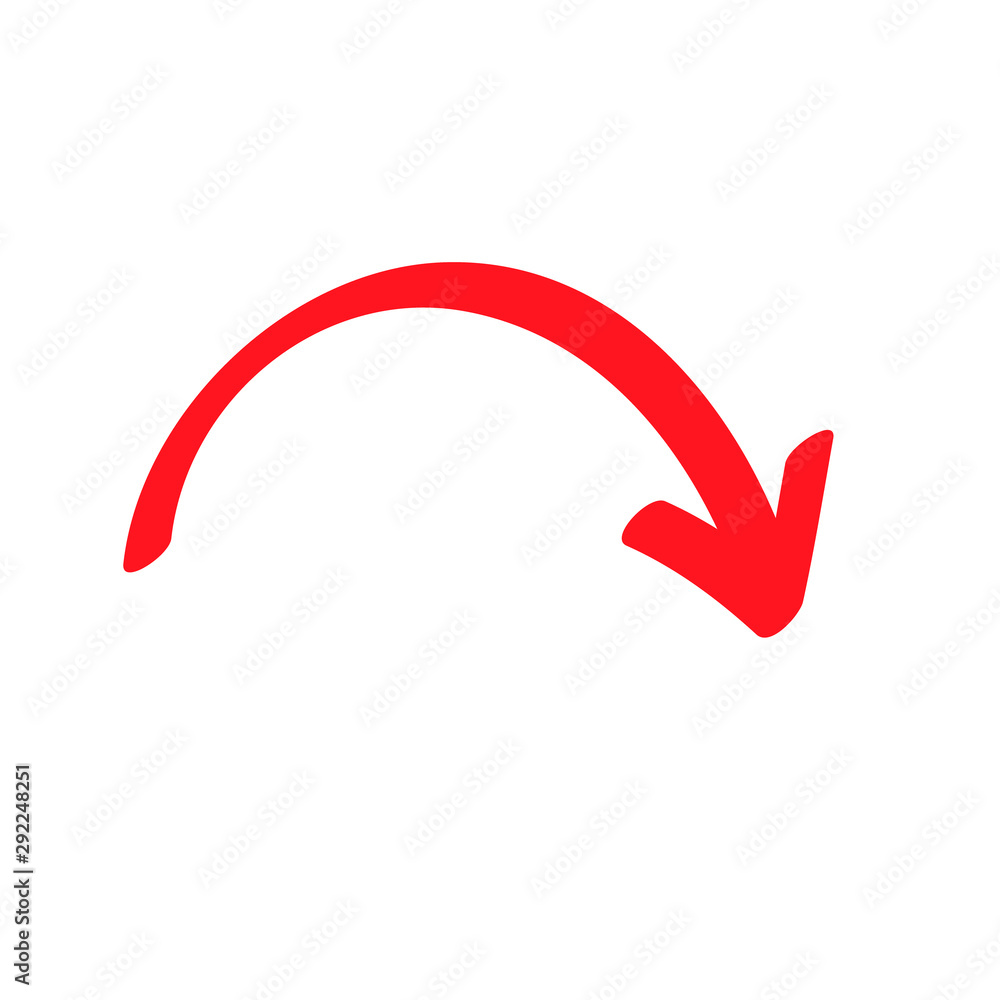 Red curved arrow sign, symbol and icon for business or website button ...
